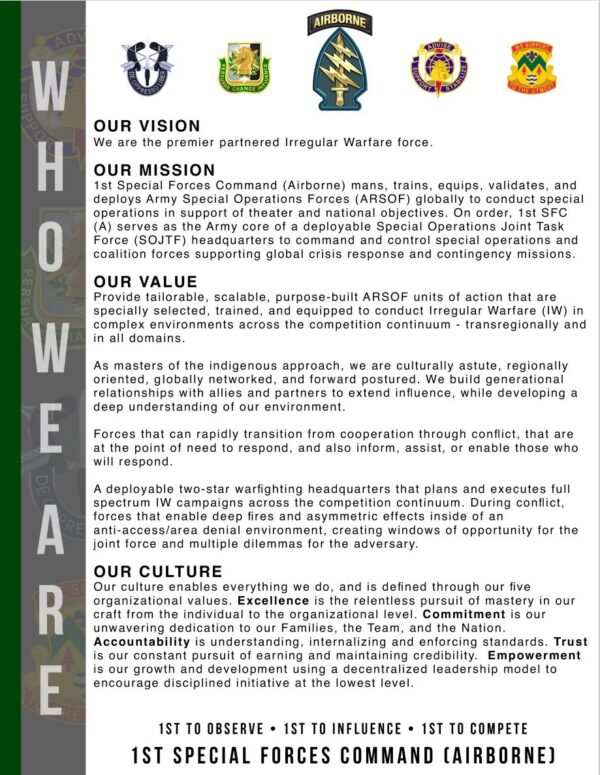 1st Special Forces Command Releases New Vision Statement | Soldier ...
