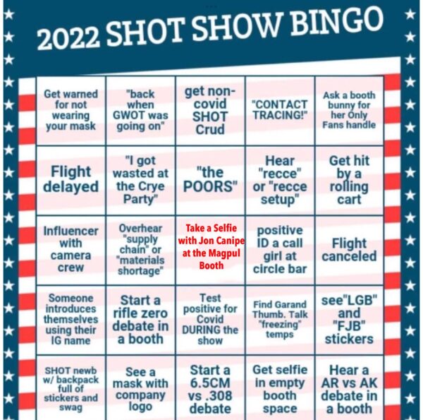 The 2022 SHOT Show Bingo Card - Soldier Systems Daily