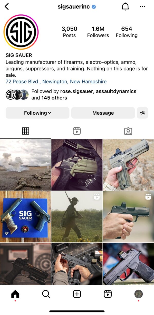 SIG SAUER Reinstated On Instagram | Soldier Systems Daily Soldier ...