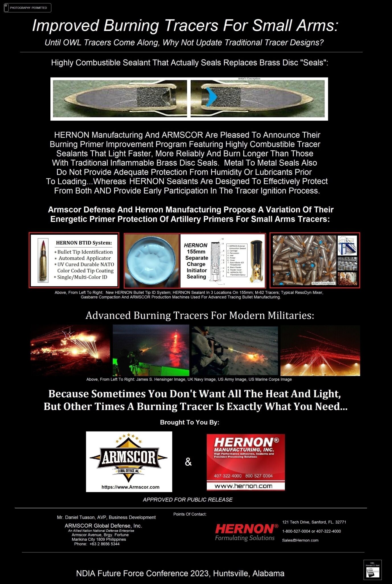 NDIA Future Forces Conference 23 Poster #5 - Improved Burning Tracers for Small Arms | Soldier ...