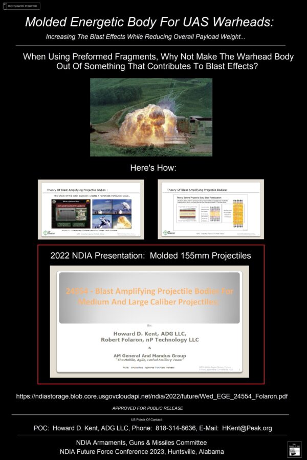 NDIA Future Forces Conference 23 Poster #10 - Molded Energetic Body for ...