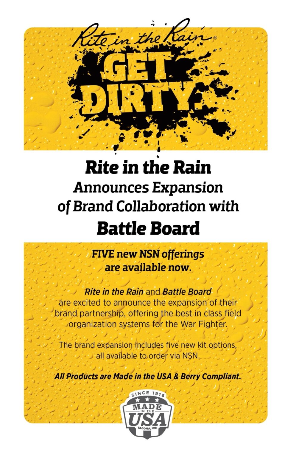 Rite in the Rain Announces Expansion of Brand Collaboration with Battle ...