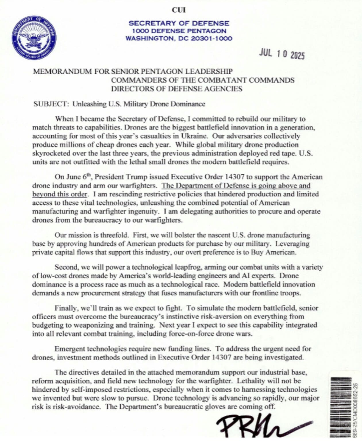 SECDEF Signs Drone Dominance Directive | Soldier Systems Daily Soldier ...