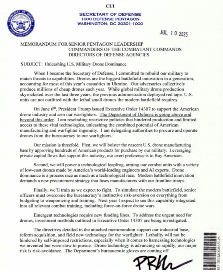 SECDEF Signs Drone Dominance Directive | Soldier Systems Daily Soldier ...