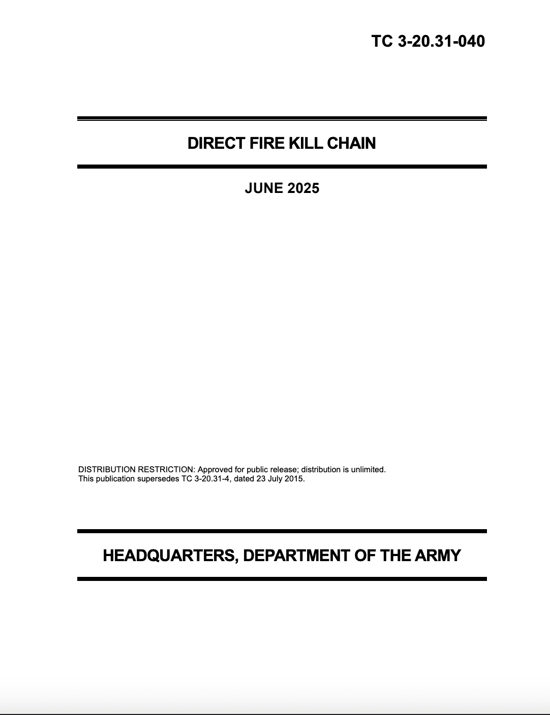 US Army Releases TC 3-20.31-040 Direct Fire Kill Chain | Soldier Systems Daily Soldier Systems Daily