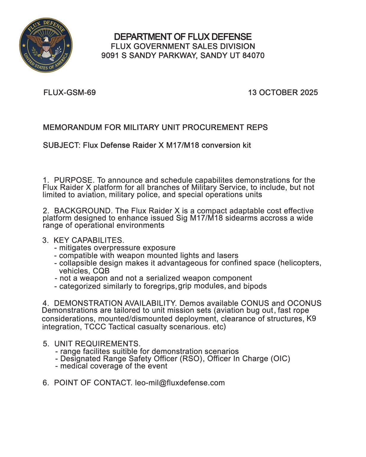 Flux Defense Announces Military M17/M18 Raider Program | Soldier ...